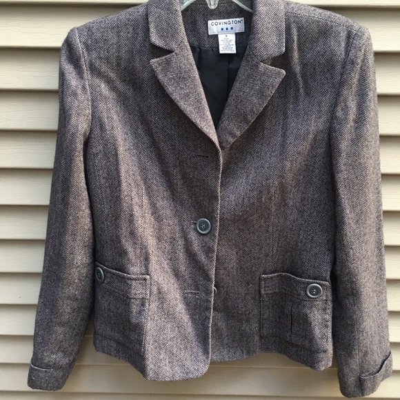 Covington | Jackets & Coats | Euc Covington Herringbone Tweed Wool ...